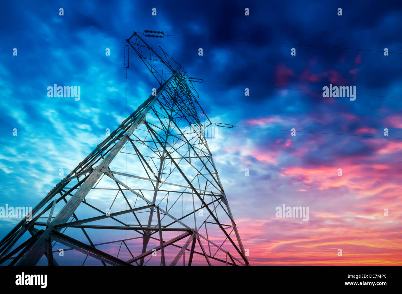 high voltage post.High-voltage tower sky background Stock Photo - Alamy
