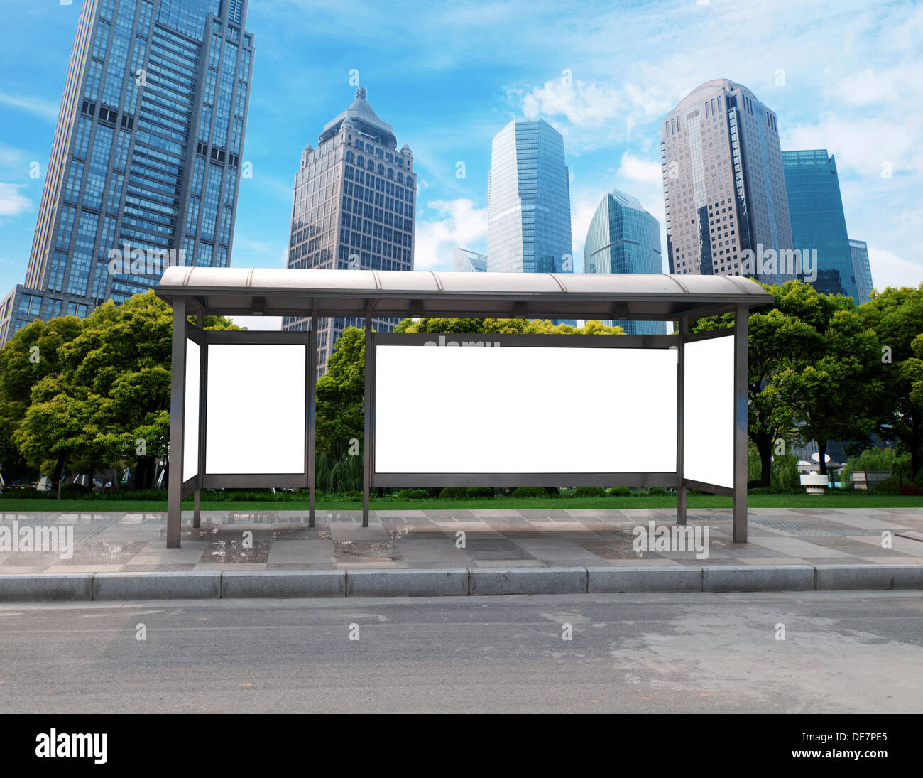 Bus stop billboard on stage Stock Photo - Alamy