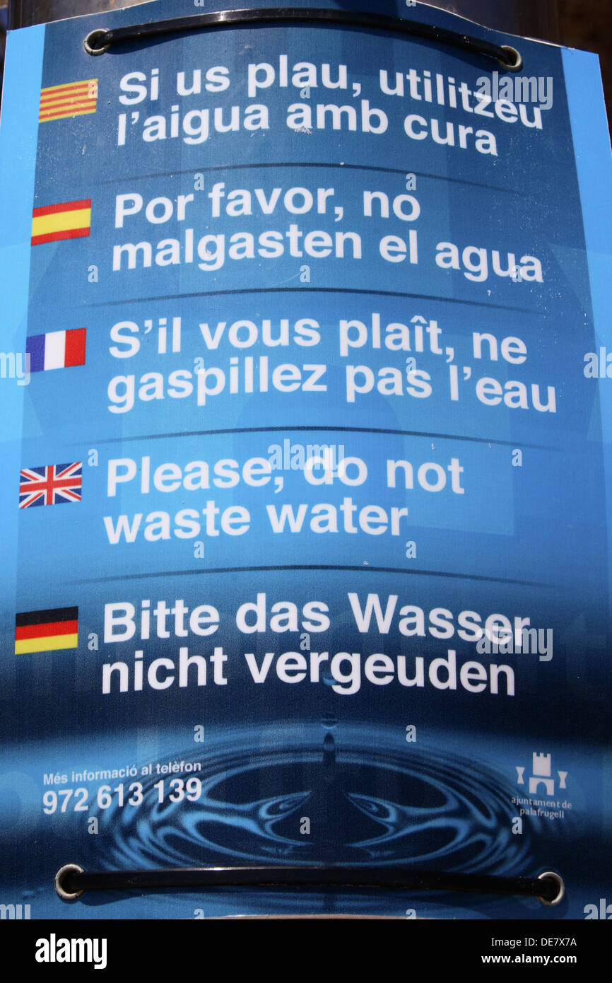 Do Not Waste Water Sign At Shower Area Of Beach Llafranc Baix Emporda do-not-waste-water-sign-at-shower-area-of-beach-llafranc-baix-emporda