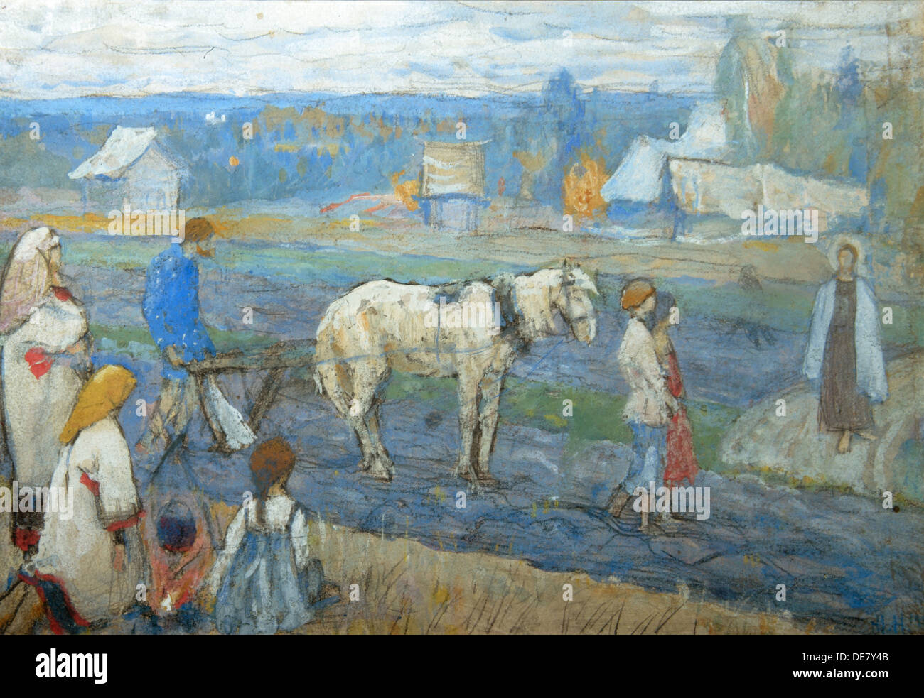 At the field, 1911. Artist: Nesterov, Mikhail Vasilyevich (1862-1942 ...