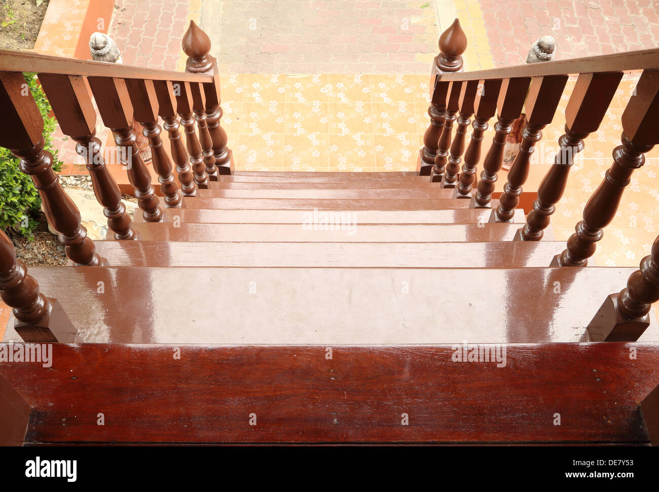 classic wooden stairs (top view Stock Photo - Alamy
