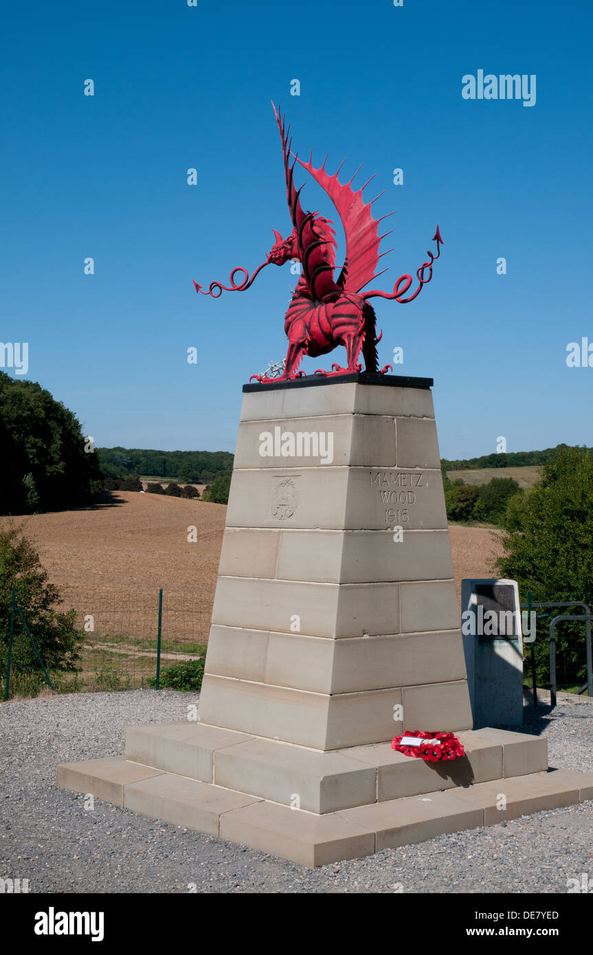 Red Dragon Welsh Division Memorial of Mametz, Somme, France Stock Photo ...