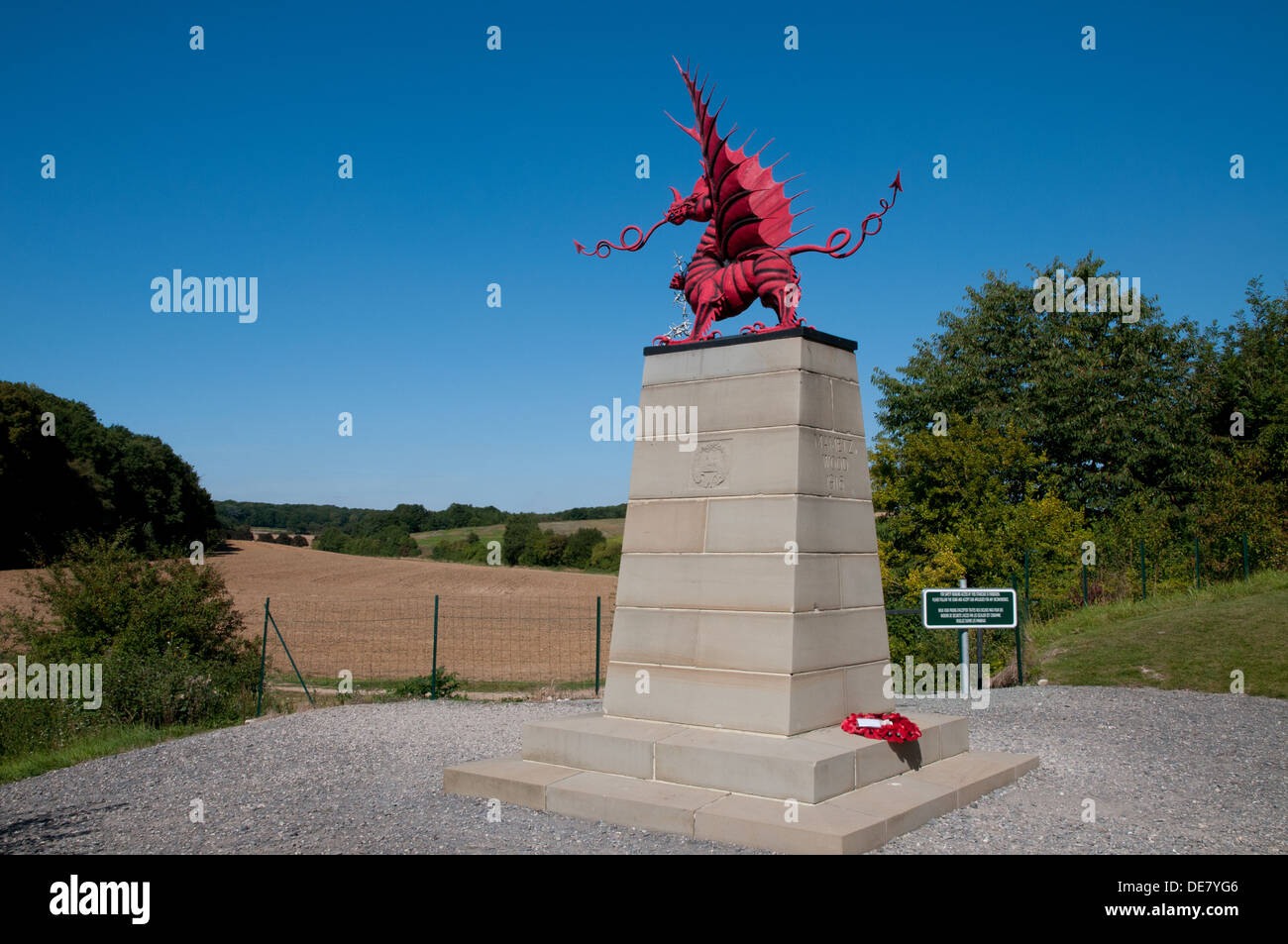 Red Dragon Welsh Division Memorial of Mametz, Somme, France Stock Photo ...
