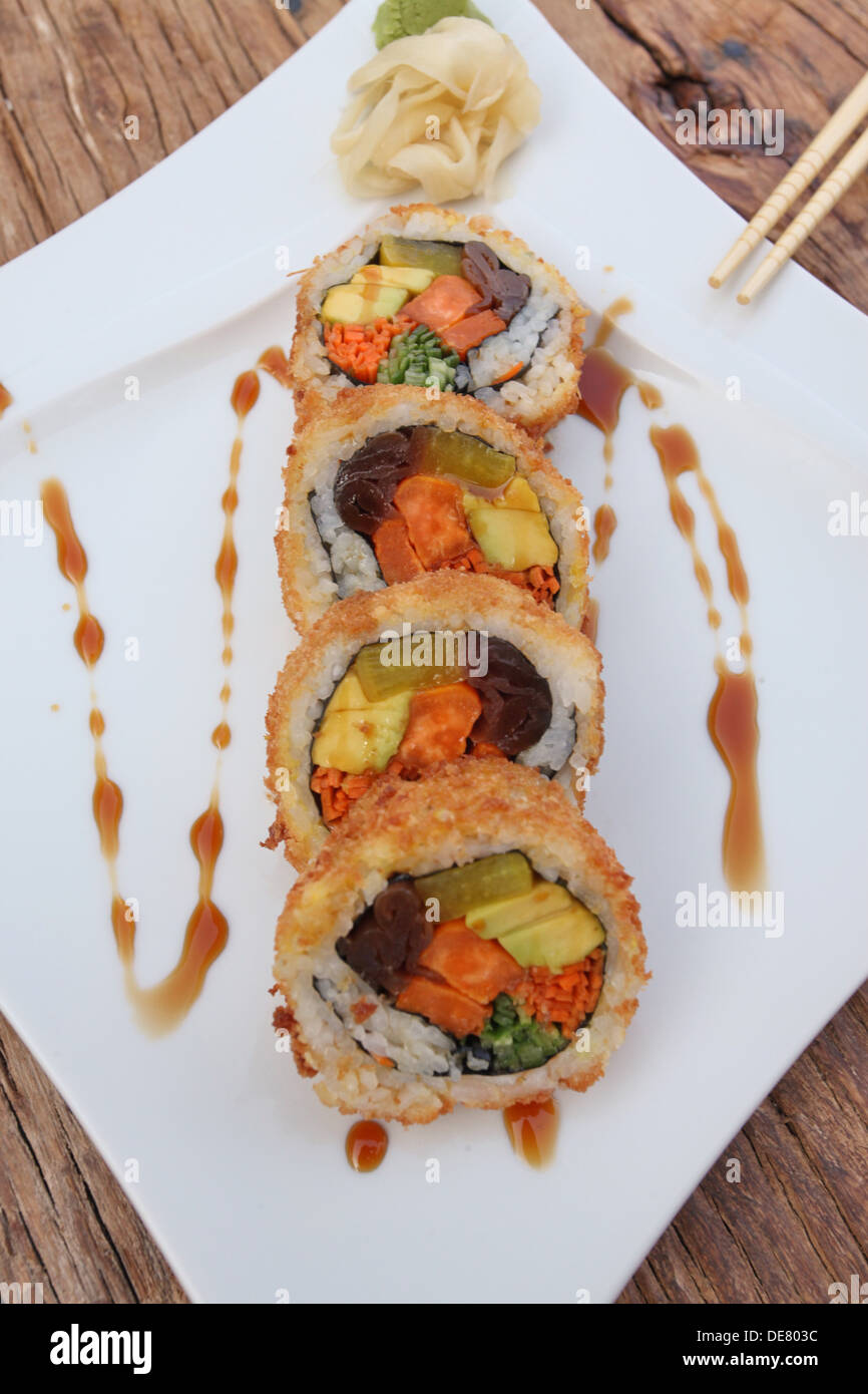 plate of Inside out Sushi Stock Photo - Alamy