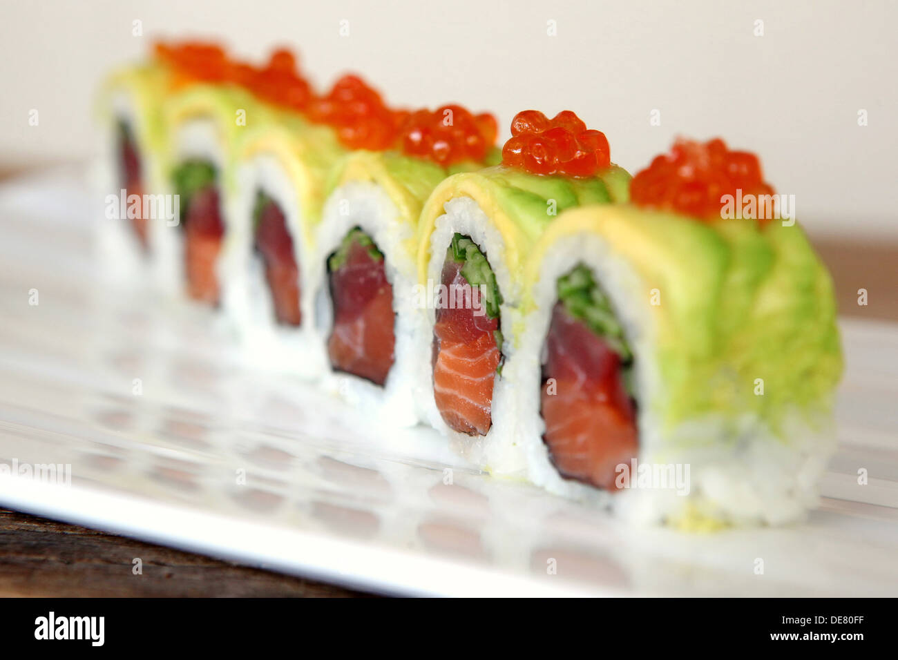 Tuna Inside out Sushi with caviar Stock Photo - Alamy