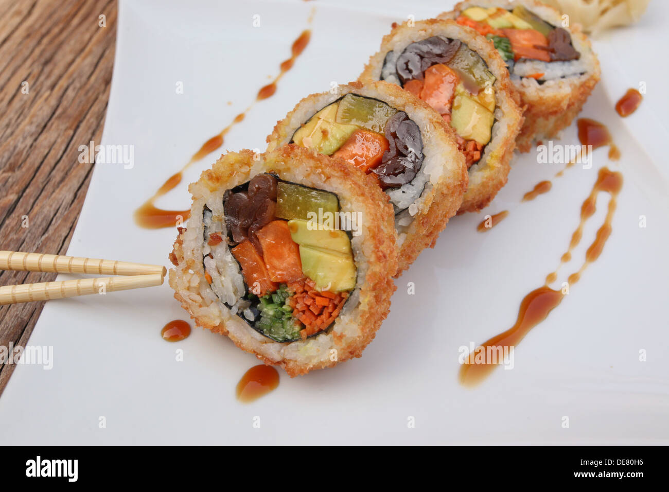 plate of Inside out Sushi Stock Photo - Alamy