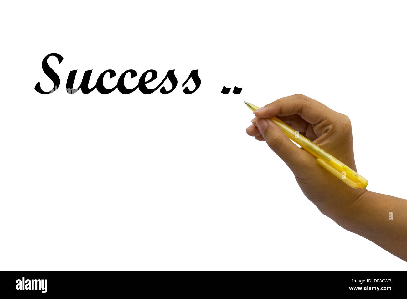 Hand writing success, isolated on white background Stock Photo - Alamy