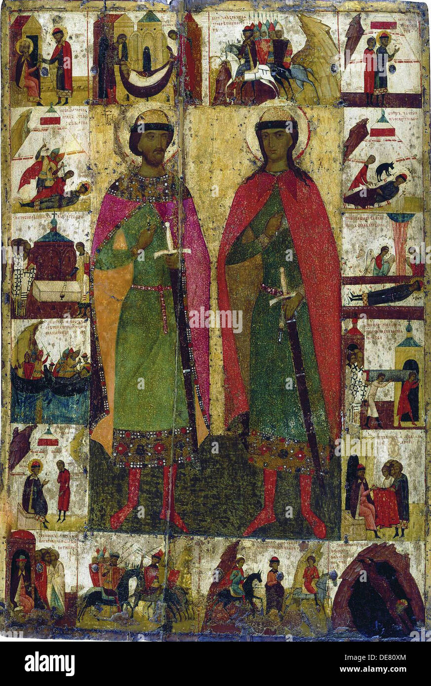 The Saints Boris and Gleb', 14th century Stock Photo - Alamy