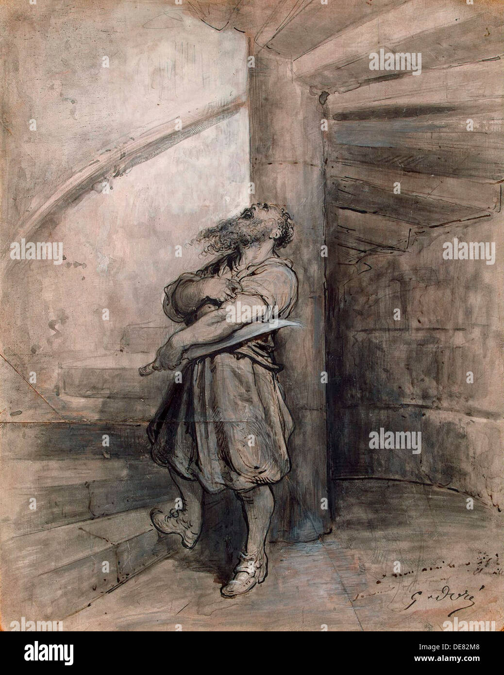 Illustration for fairytale Bluebeard by Charles Perrault, before 1862 ...