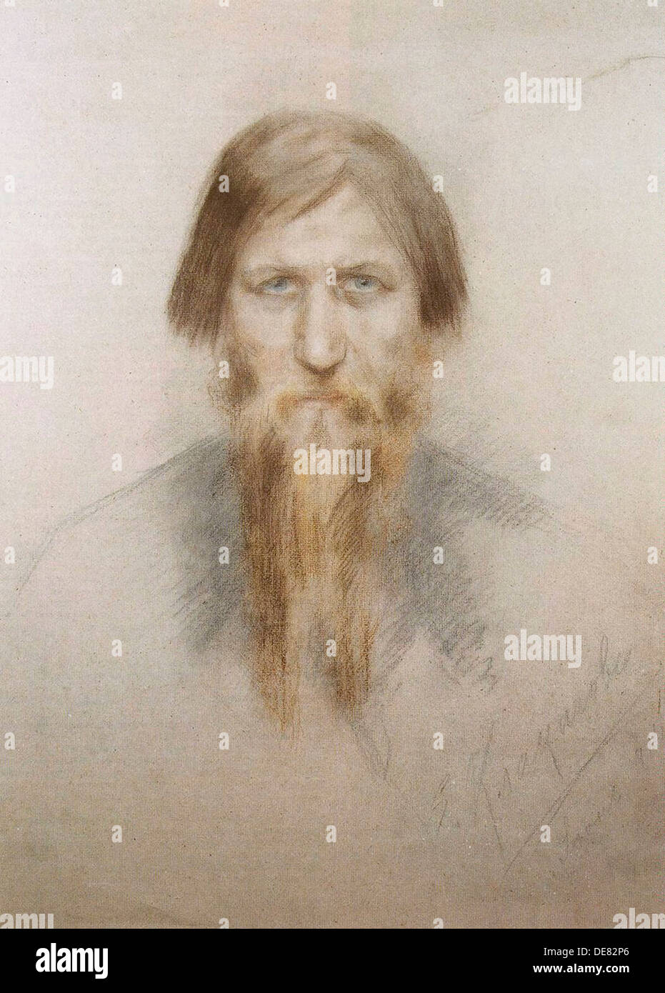 Portrait of the Russian mystic Grigory Rasputin (1869-1916), 1914 Stock ...