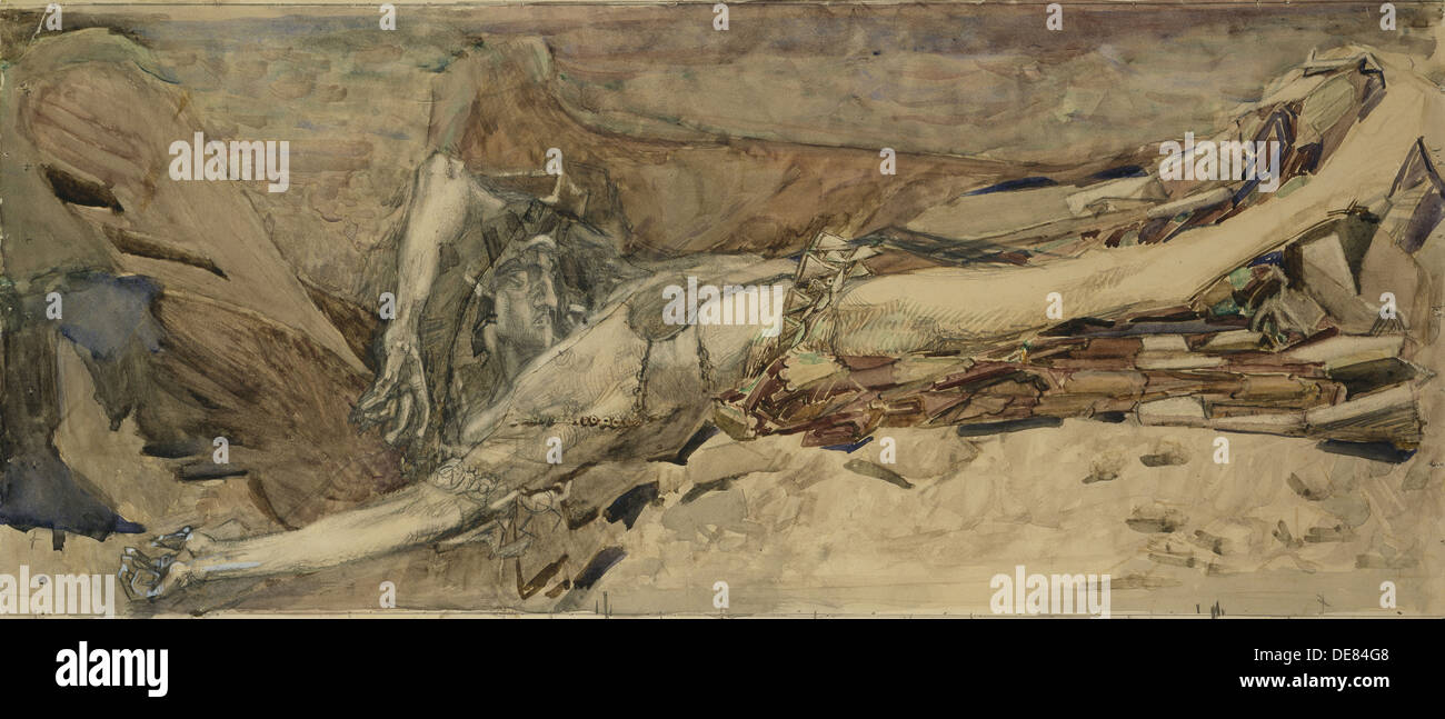 The Demon downcast, 1901. Artist: Vrubel, Mikhail Alexandrovich (1856 ...