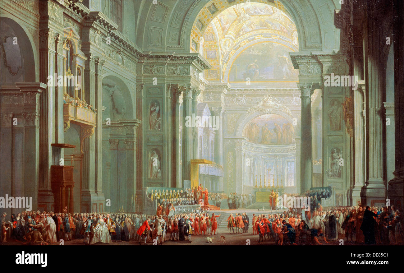 'Interior of the Basilica of Saint Peter in Rome', 18th century. Artist ...