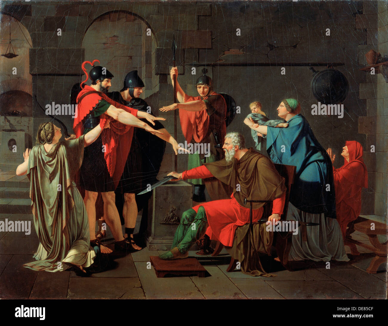 'The Oath of the Horatii', 1791. Artist: Armand Charles Caraffe Stock ...