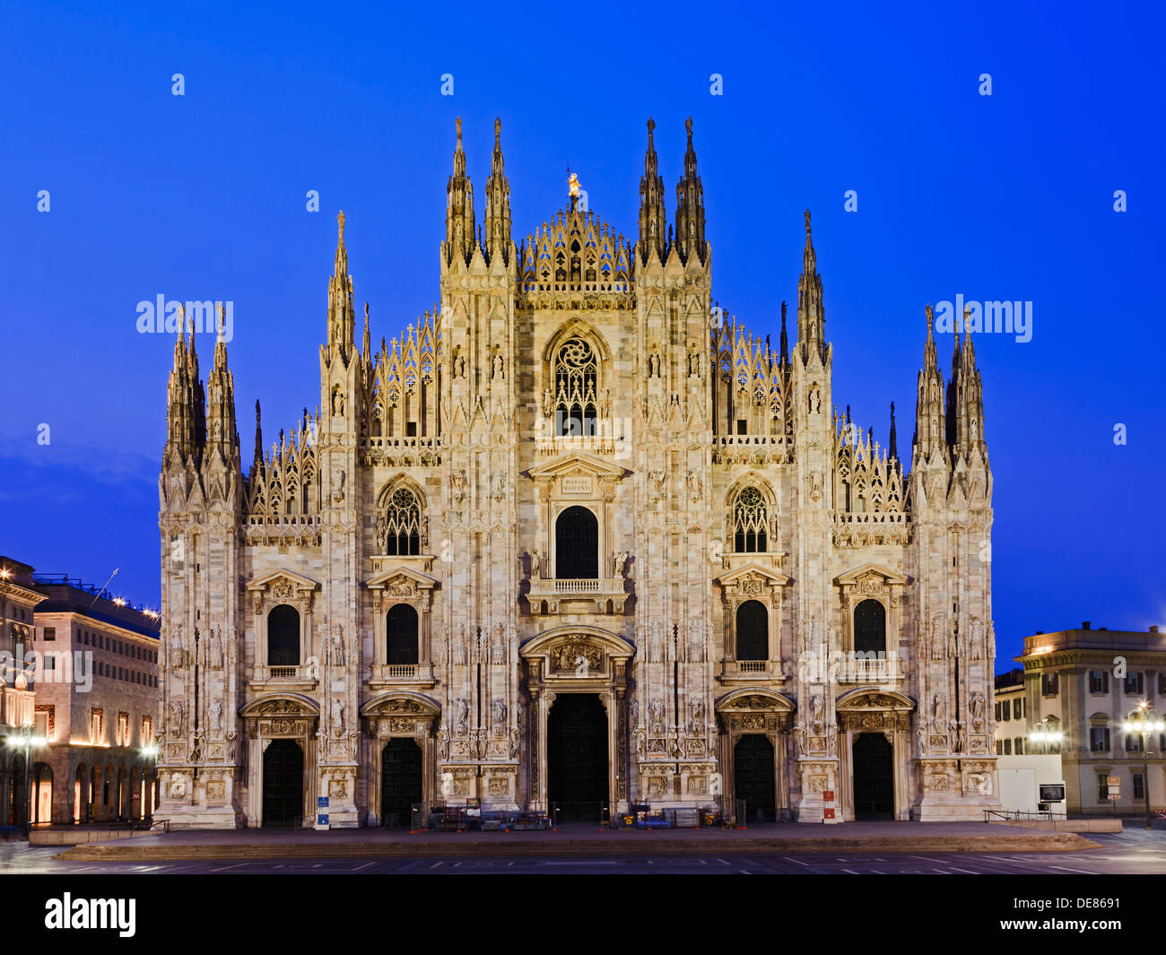 Italy Milan city gothic cathedral facade view at sunrise catholic ...