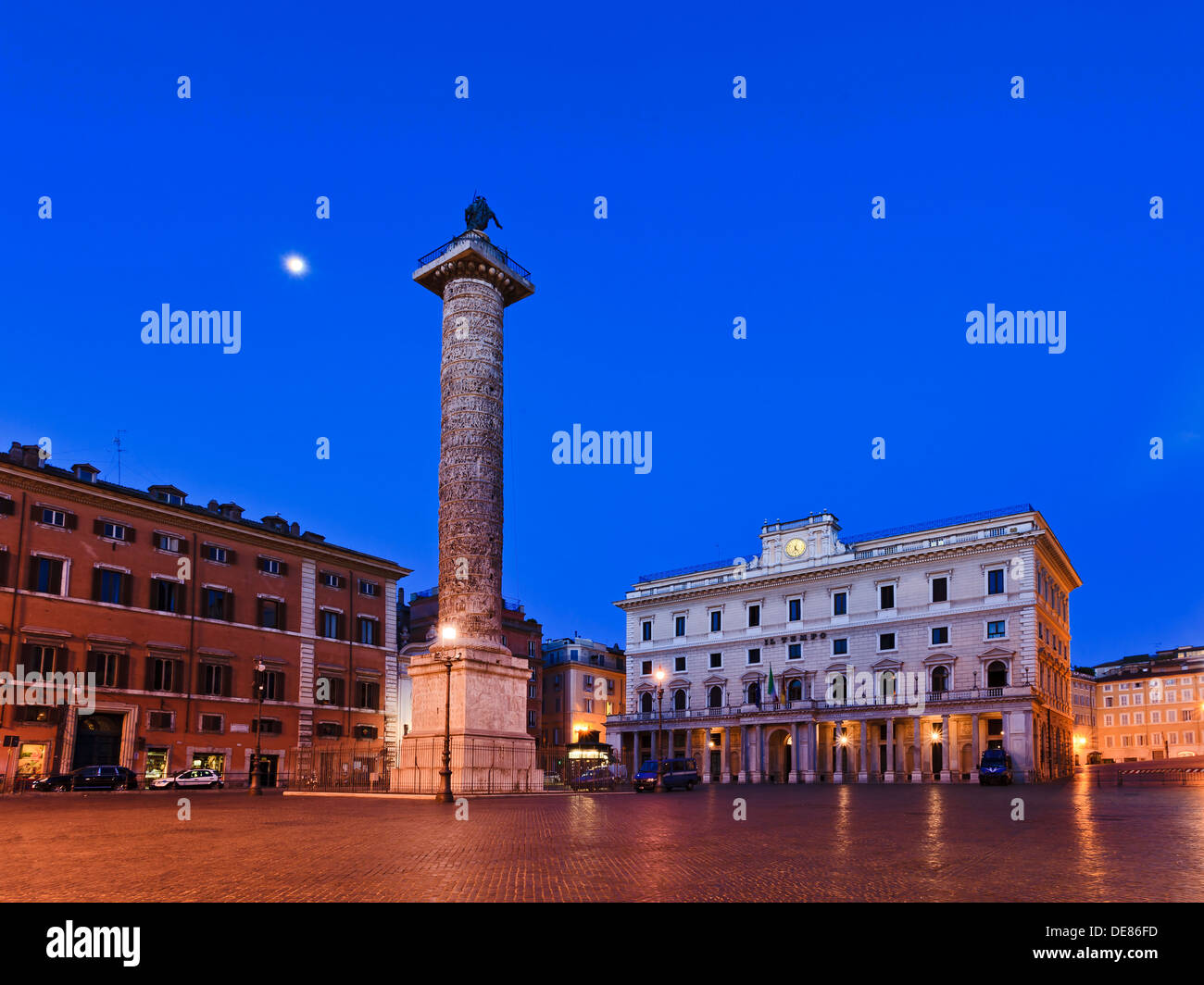 italy rome capital city square with column of marcus aurelius ancient ...