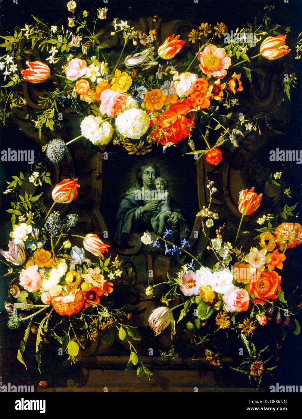 'Madonna Surrounded by Flowers', 1662. Artist: Frans Ijkens Stock Photo ...