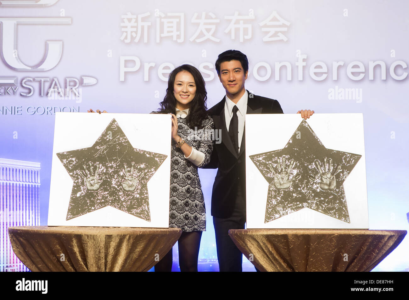 Macao, China. 12th Sep, 2013. Top star LeeHom Wong and Zhang Ziyi attend premiere of My Lucky ...