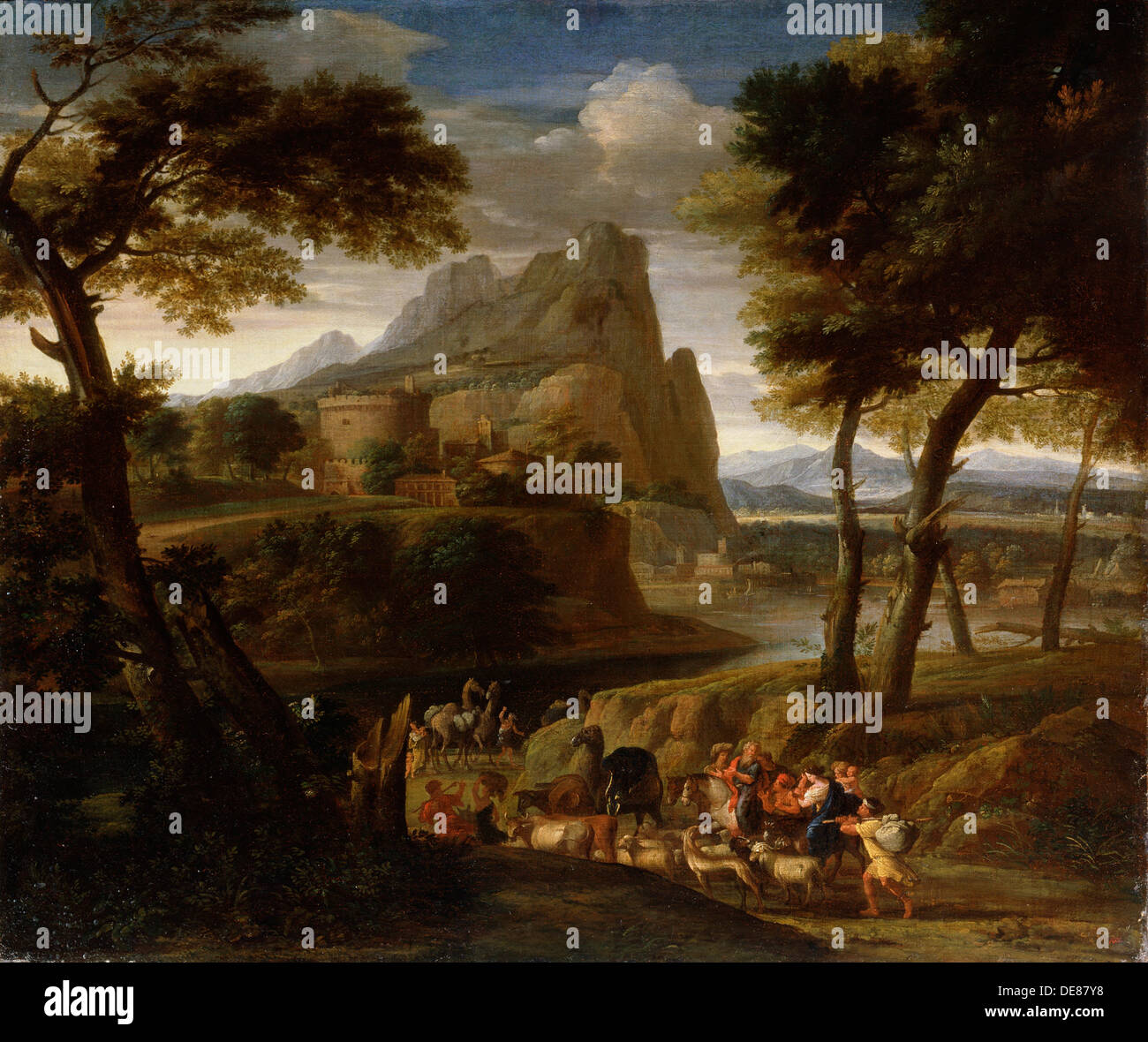 'Landscape with Caravan', 17th century. Artist: Gaspard Dughet Stock ...
