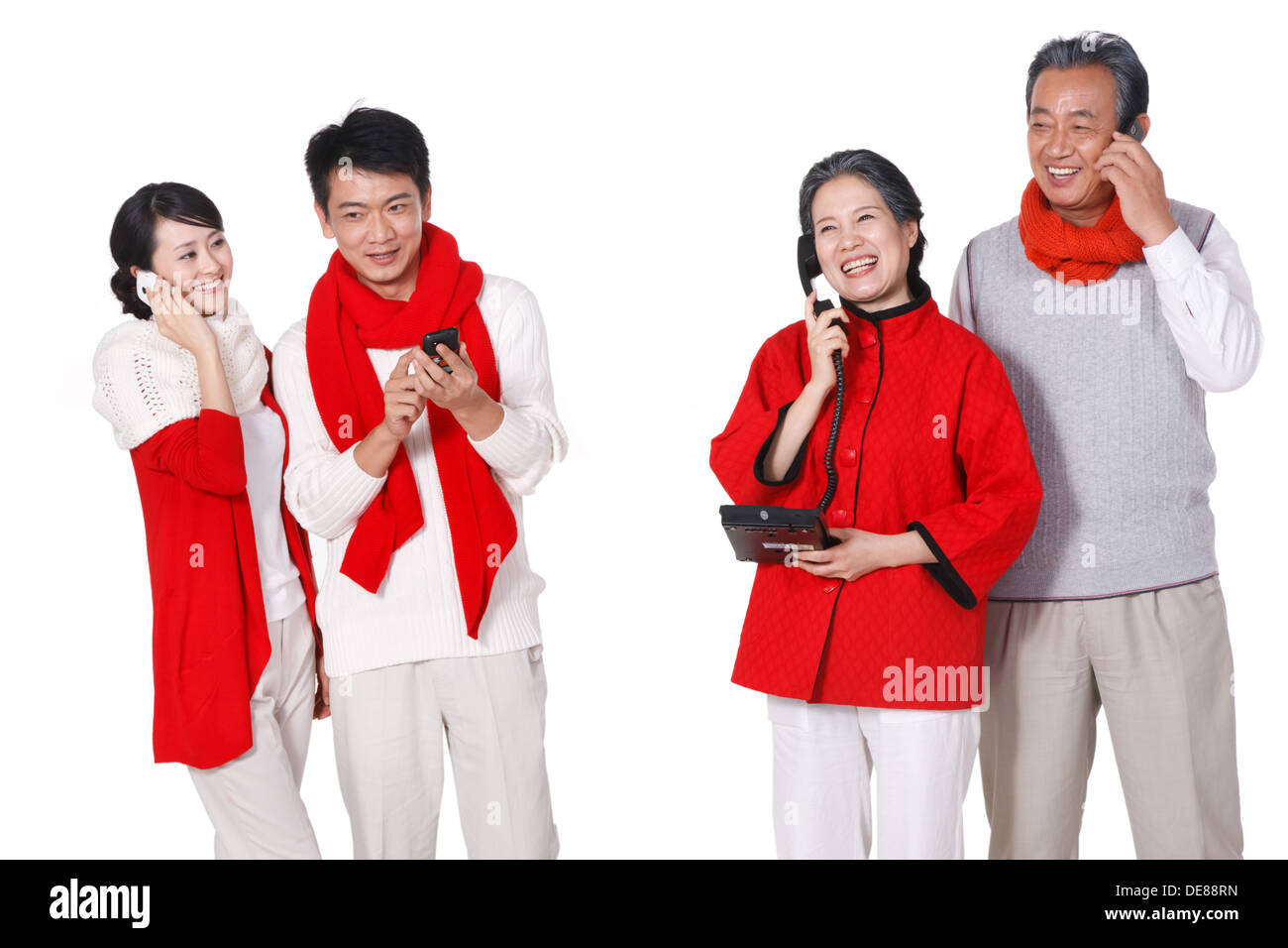 Family making phone call Stock Photo - Alamy