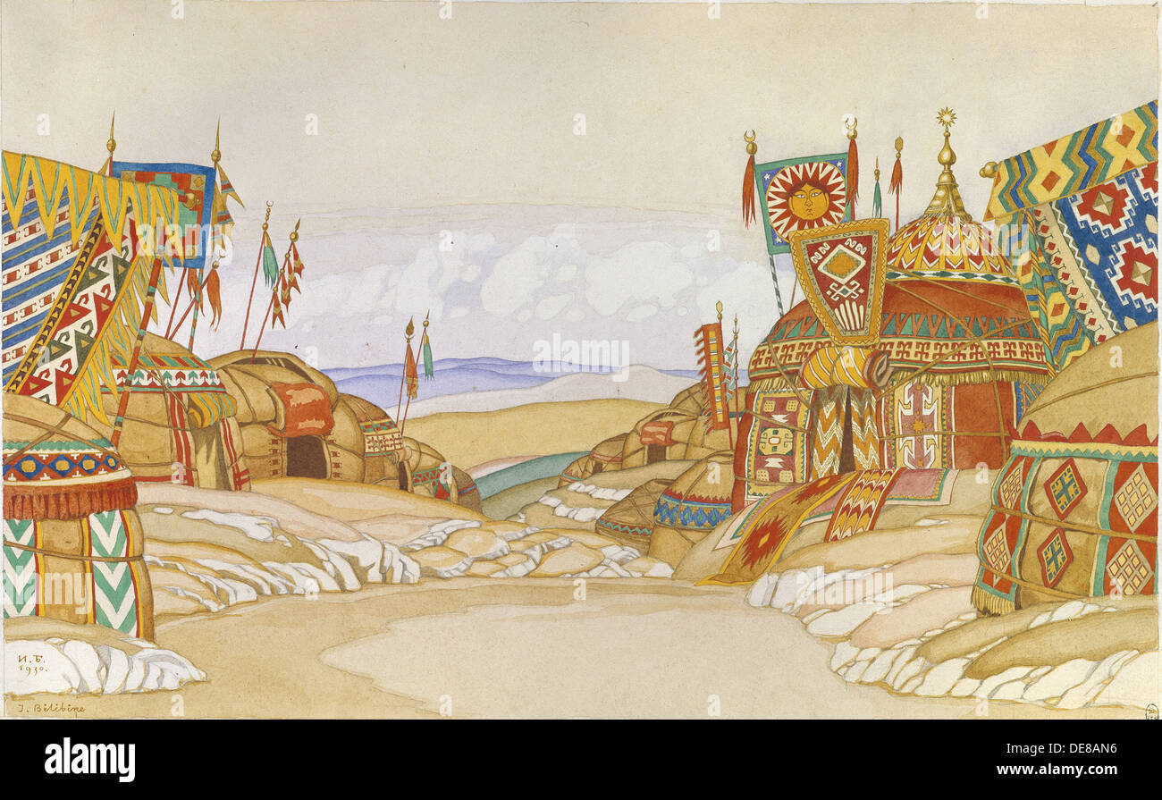 The Polovtsian camp. Stage design for the opera Prince Igor by A ...