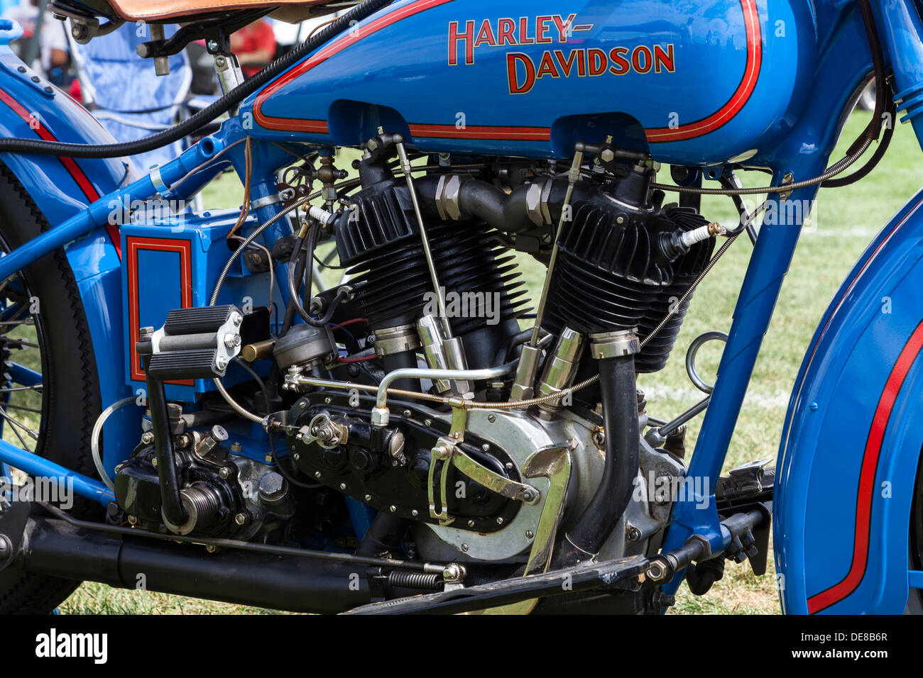 Engine detail of a 1928 JD Pocket Valve Harley Davidson motorcycle ...