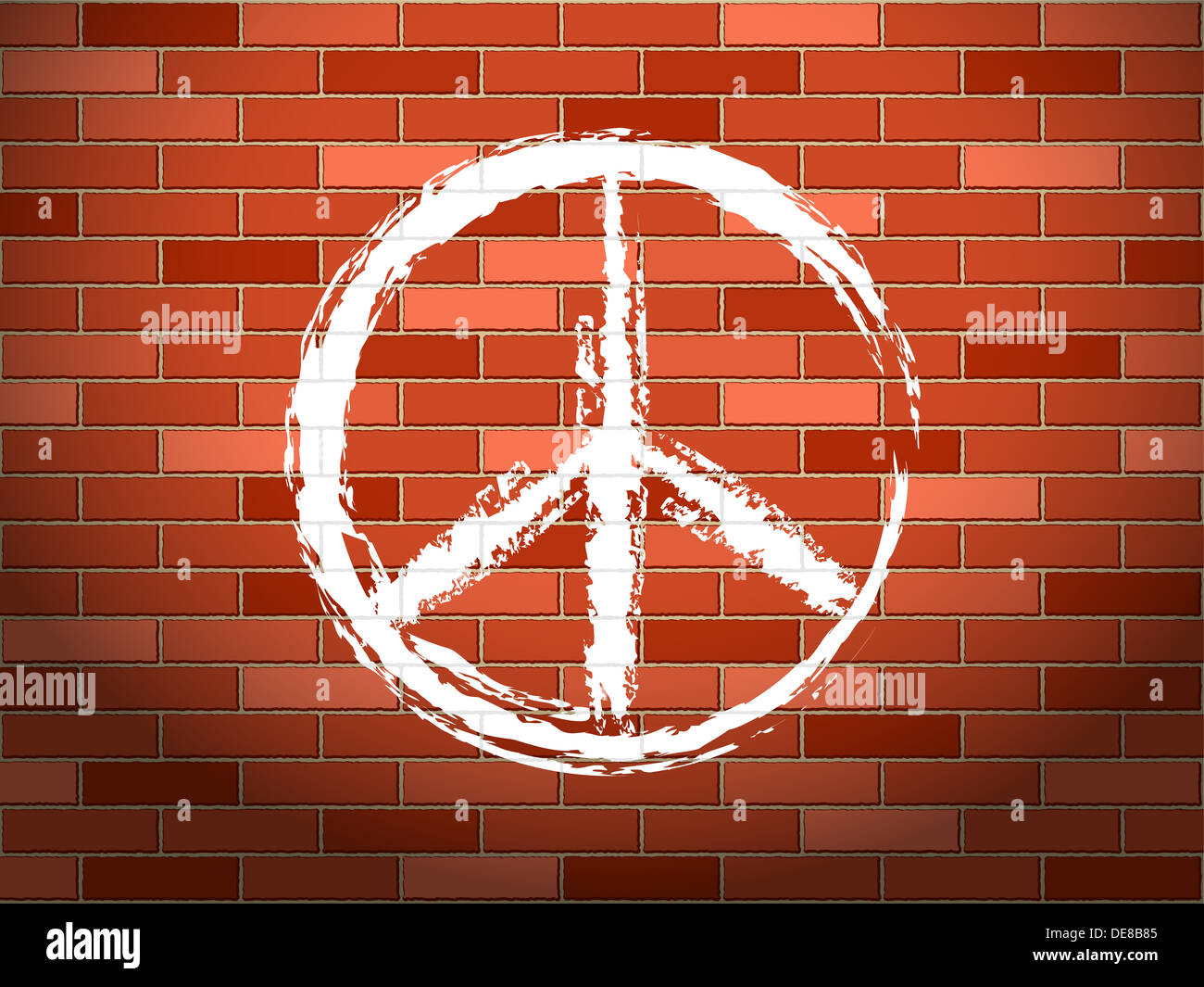 Peace symbol on a brick wall. Vector illustration Stock Photo - Alamy