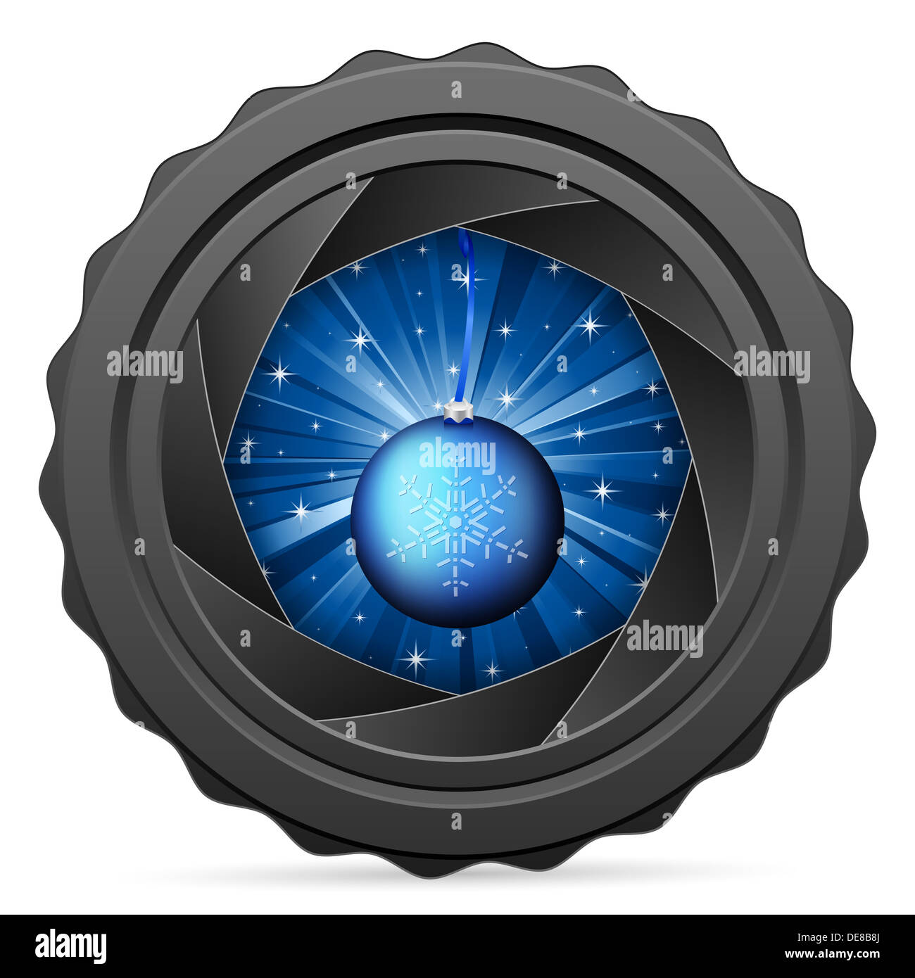 Camera shutter with Christmas background on white background. Vector ...
