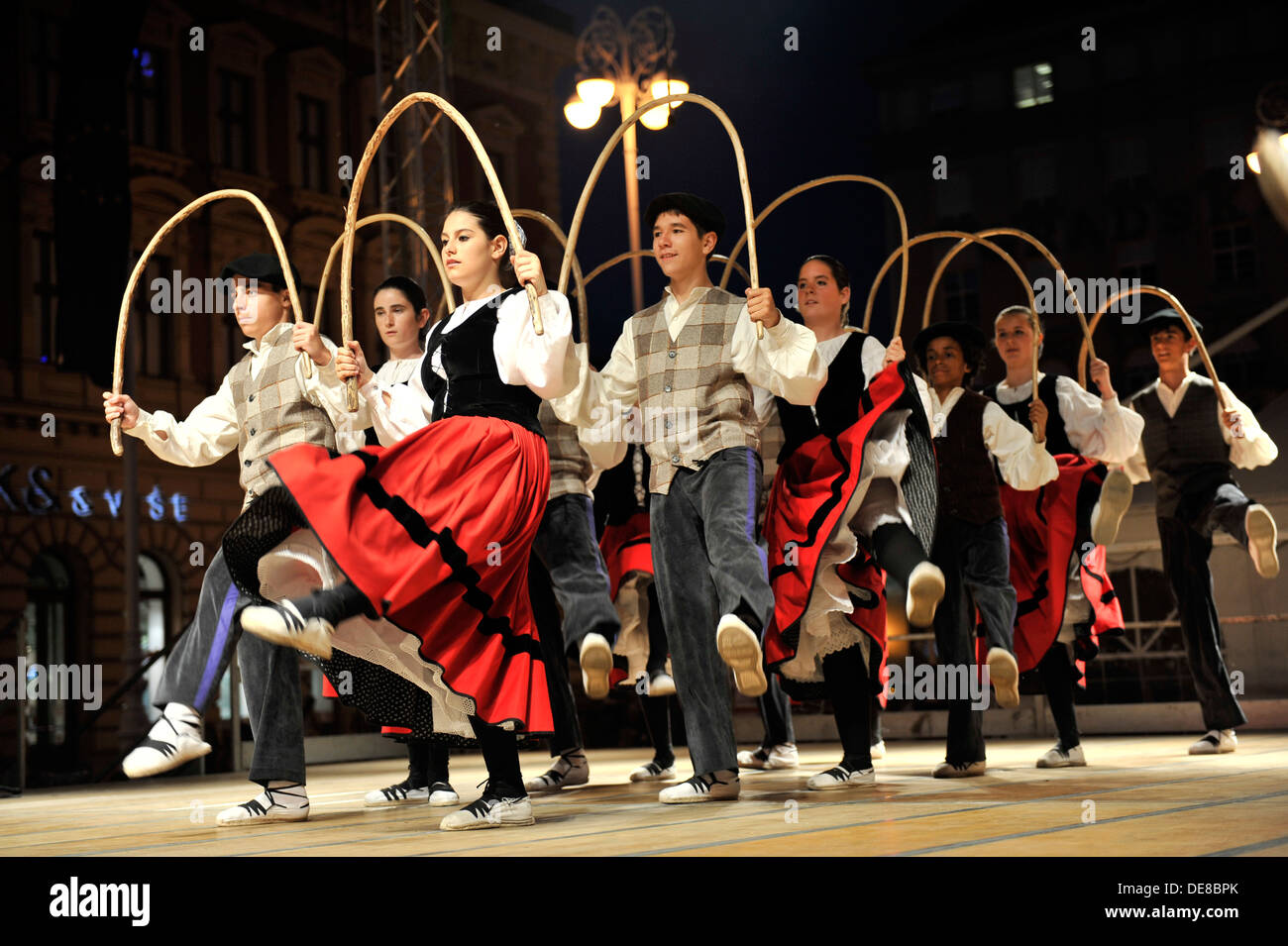 Members of folk groups Gero Axular in Basque folk costume during the ...