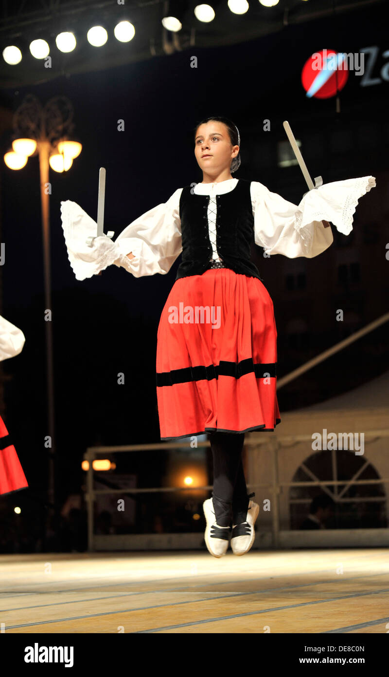 Members of folk groups Gero Axular in Basque folk costume during the ...