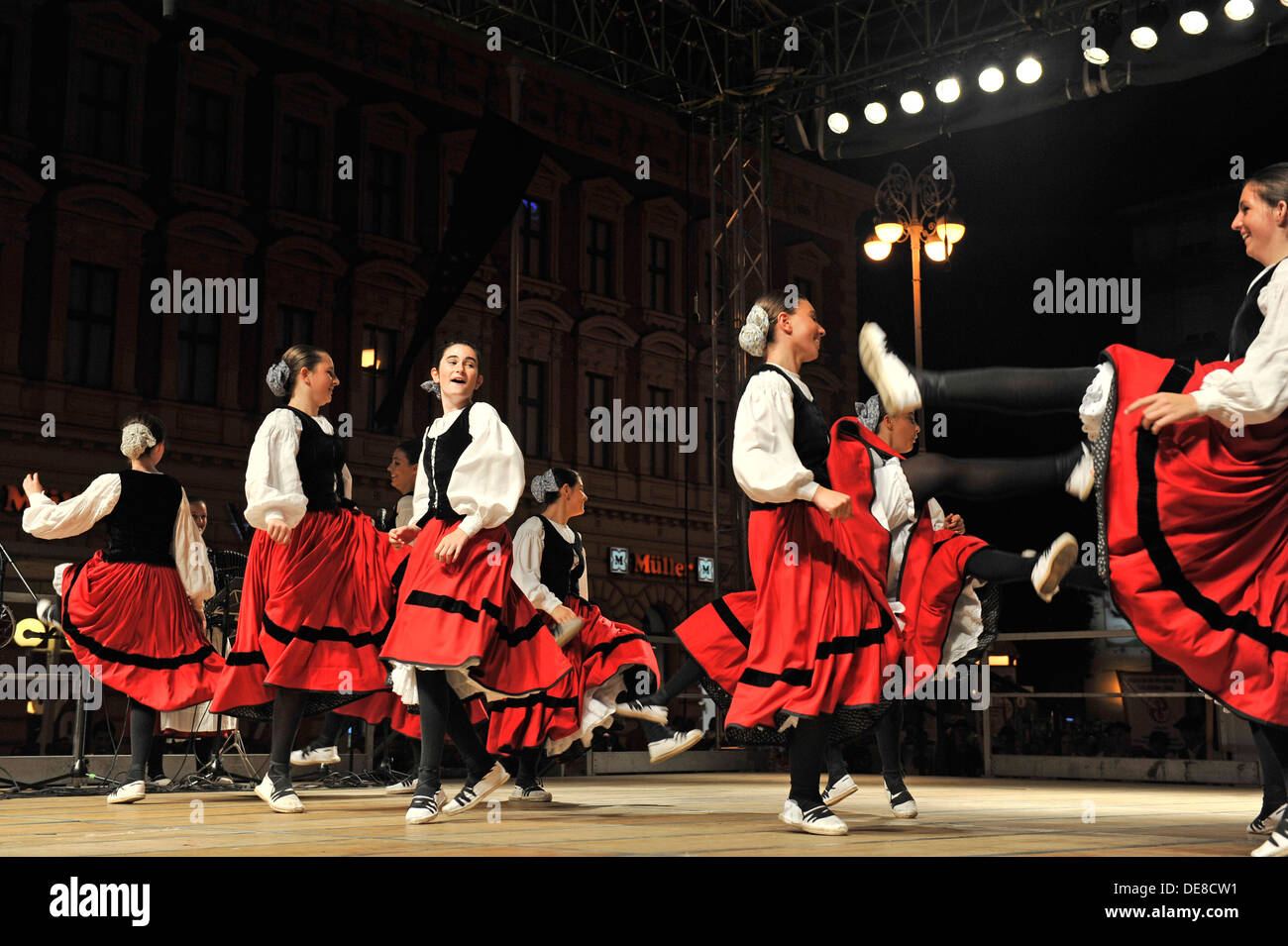 Members of folk groups Gero Axular in Basque folk costume during the ...