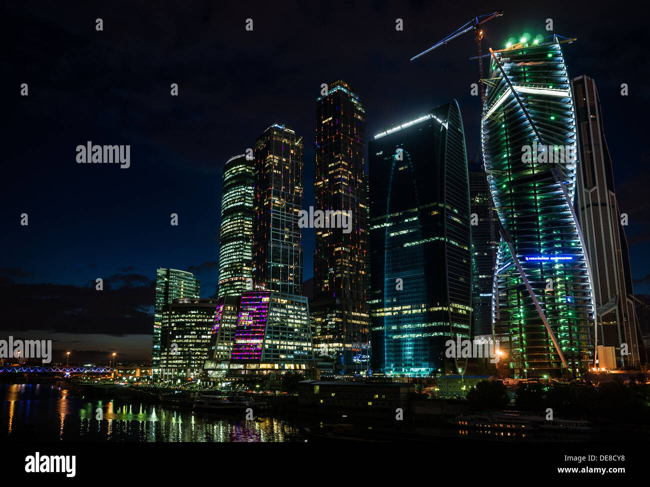 Night view of Moscow City business centre Stock Photo - Alamy