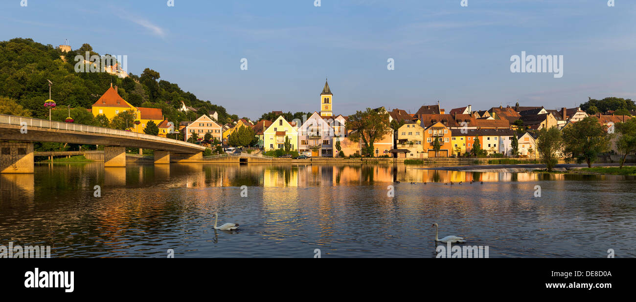 Germany, Bavaria, Burglengenfeld Castle with town and St Vitus Church ...