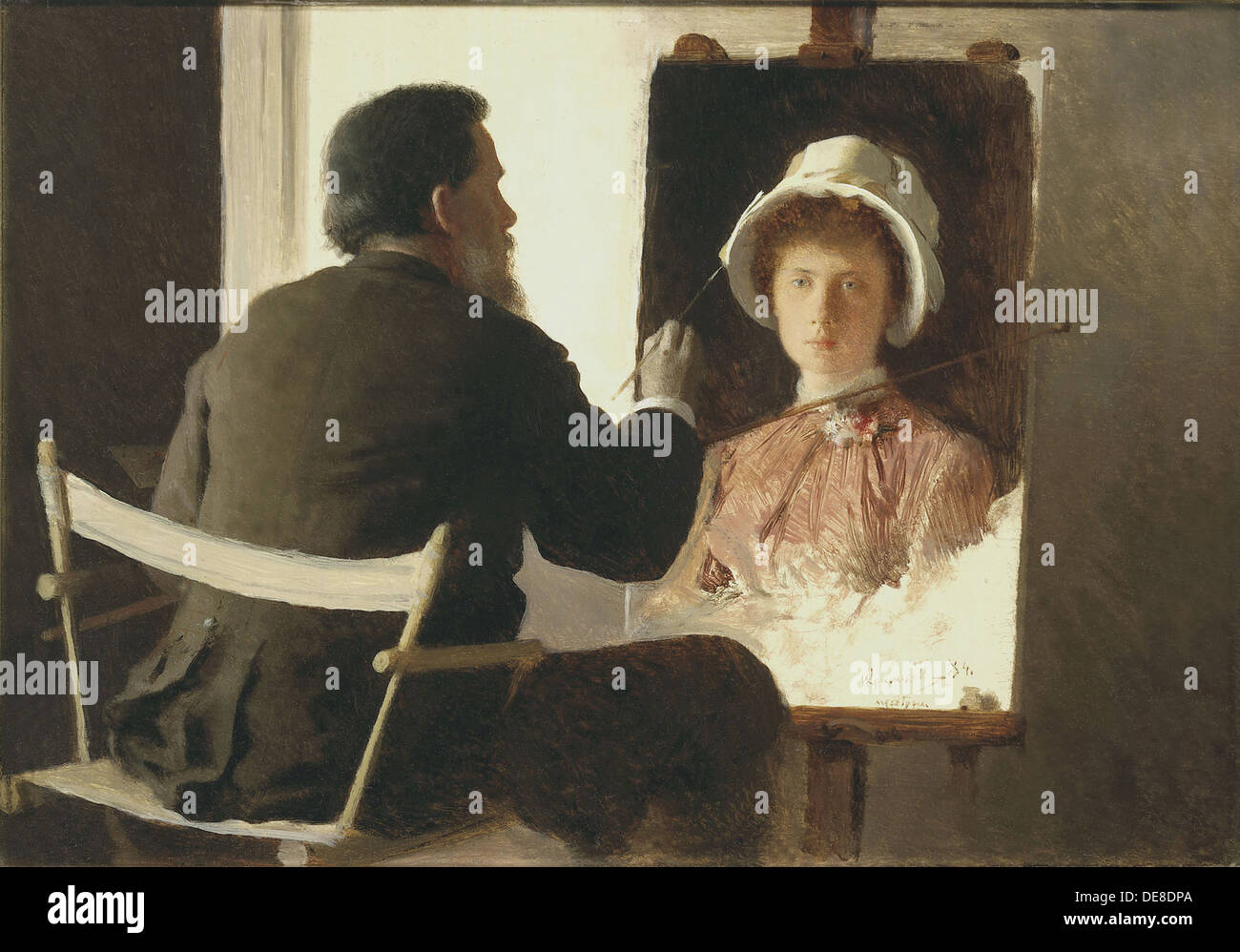 Kramskoy Painting a Portrait of his Daughter, 1884. Artist: Kramskoi ...