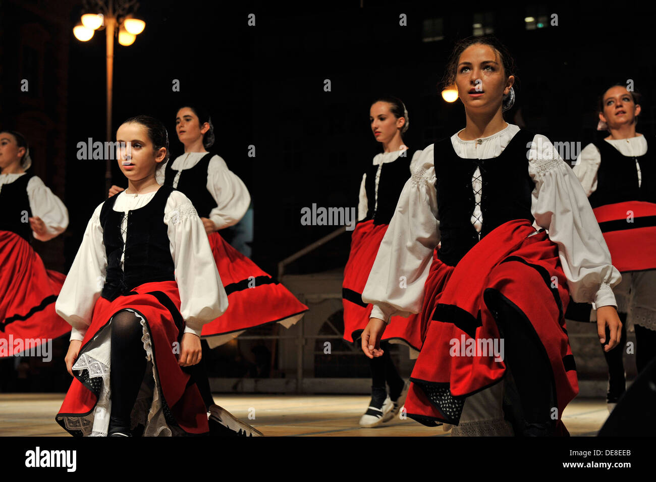 Members of folk groups Gero Axular in Basque folk costume during the ...