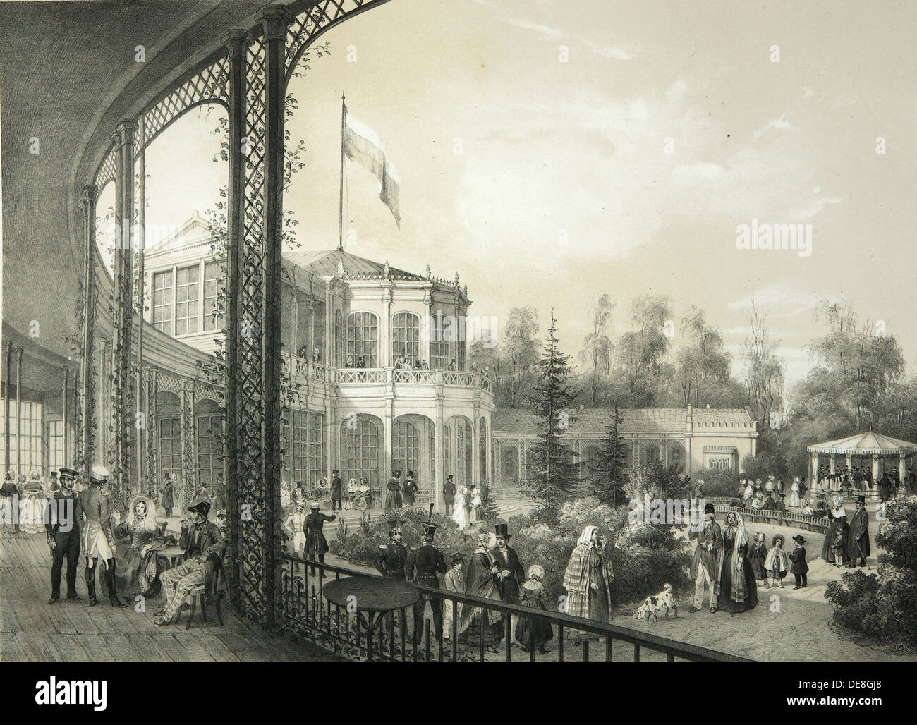 The Railway station in Pavlovsk, 1840-1850. Artist: Meier, Yegor ...