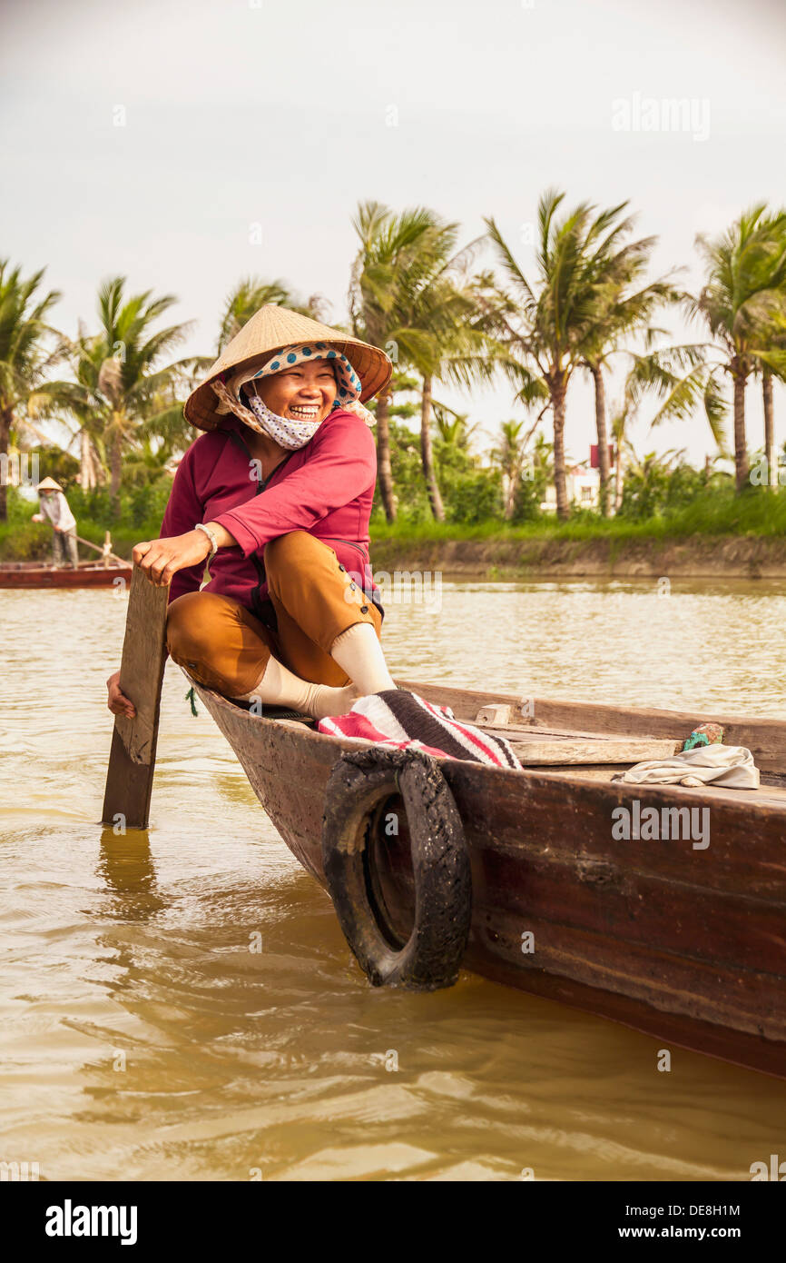 Old Vietnamese Lady On Rowing Boat High Resolution Stock Photography ...