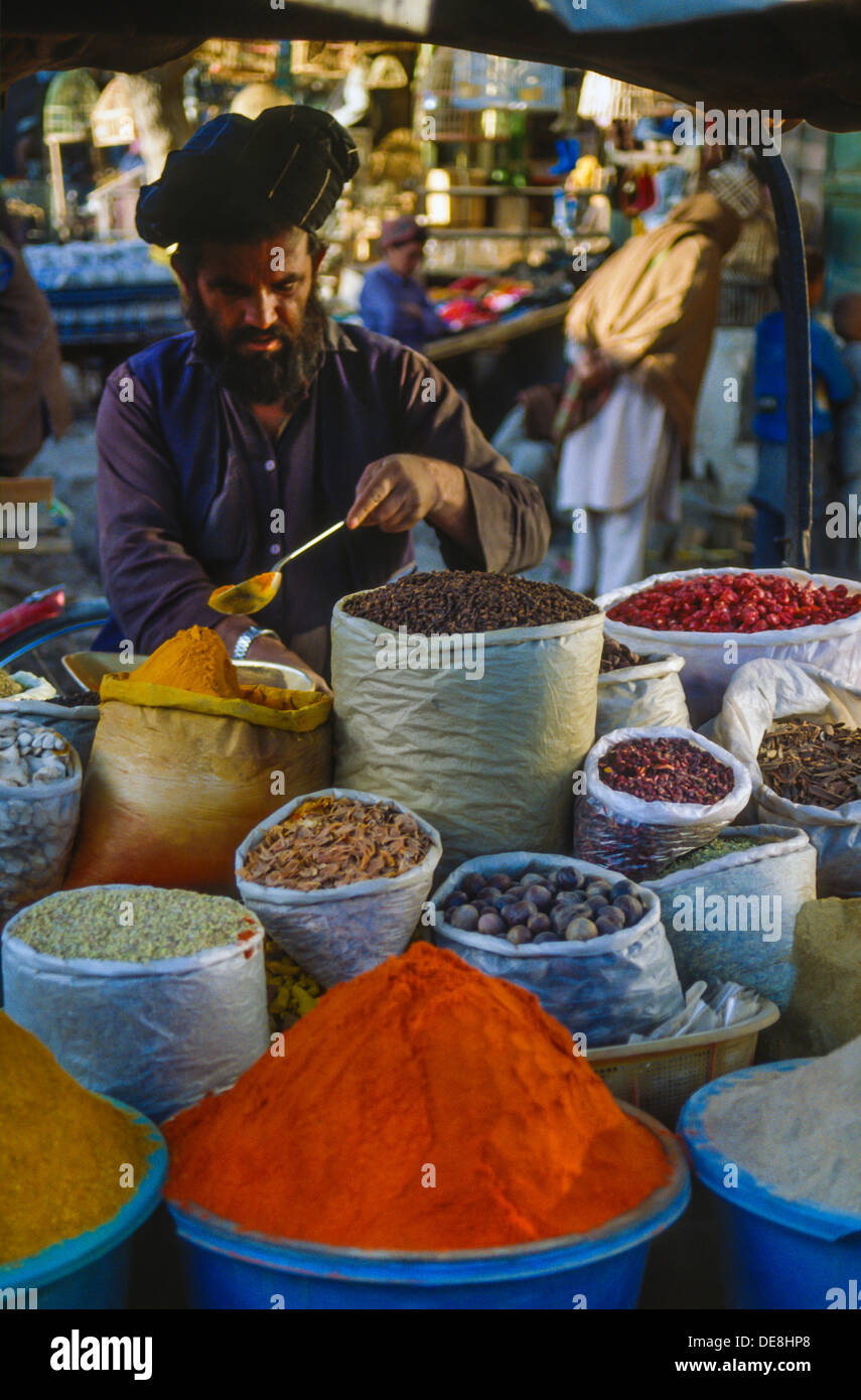 A spice seller at a market stall in Peshawar, Pakistan Stock Photo - Alamy