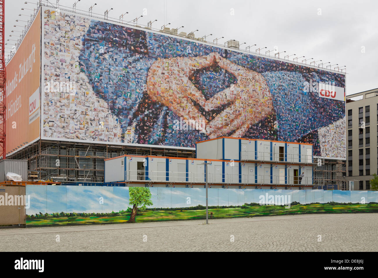 Large poster of the CDU German Chancellor Angela Merkel, with a typical ...