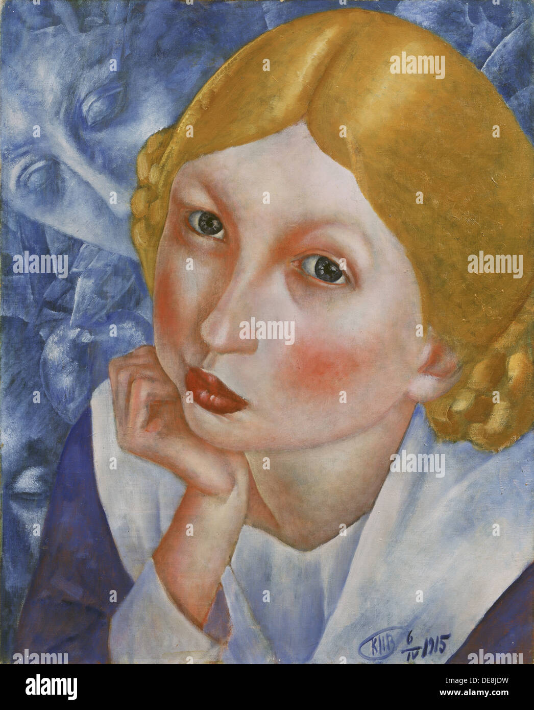 Portrait of Ria, 1915. Artist: Petrov-Vodkin, Kuzma Sergeyevich (1878 ...