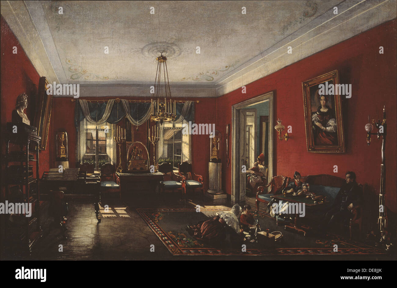 The drawing room in the Nashchokin House in Moscow, Early 1840s. Artist ...