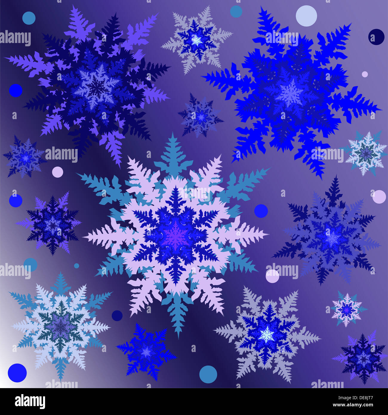 snowflakes on the gradient square background raster illustration Stock ...