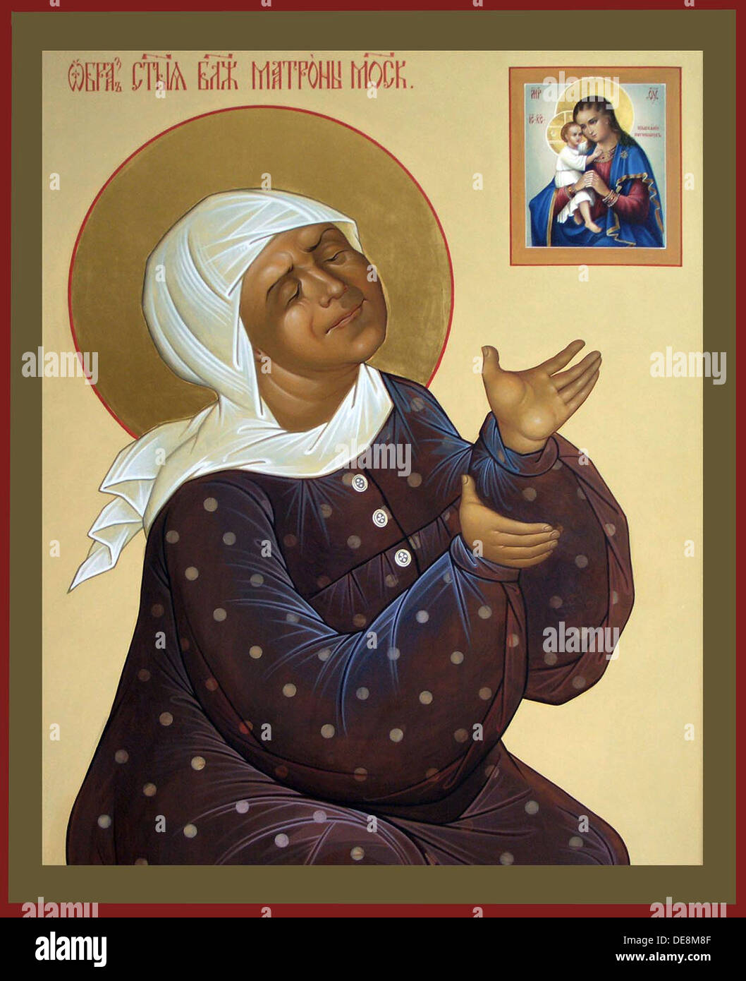 Saint Matrona of Moscow, 20th century. Artist: Russian icon Stock Photo ...