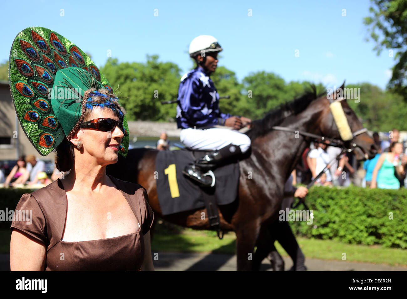 Hoppe Garden, Germany, woman with hat at the races Stock Photo - Alamy