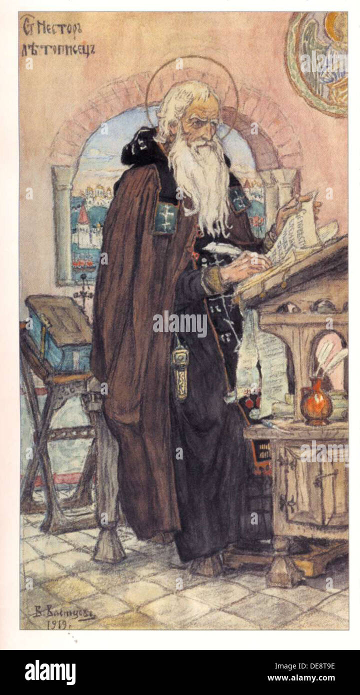 Saint Nestor the Chronicler, 1919. Artist: Vasnetsov, Viktor ...