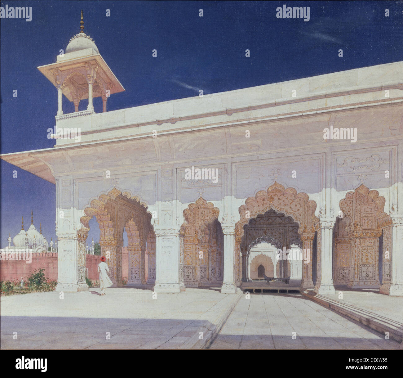 The throne hall of the Mughal Emperors in the Delhi Fort, 1875. Artist ...