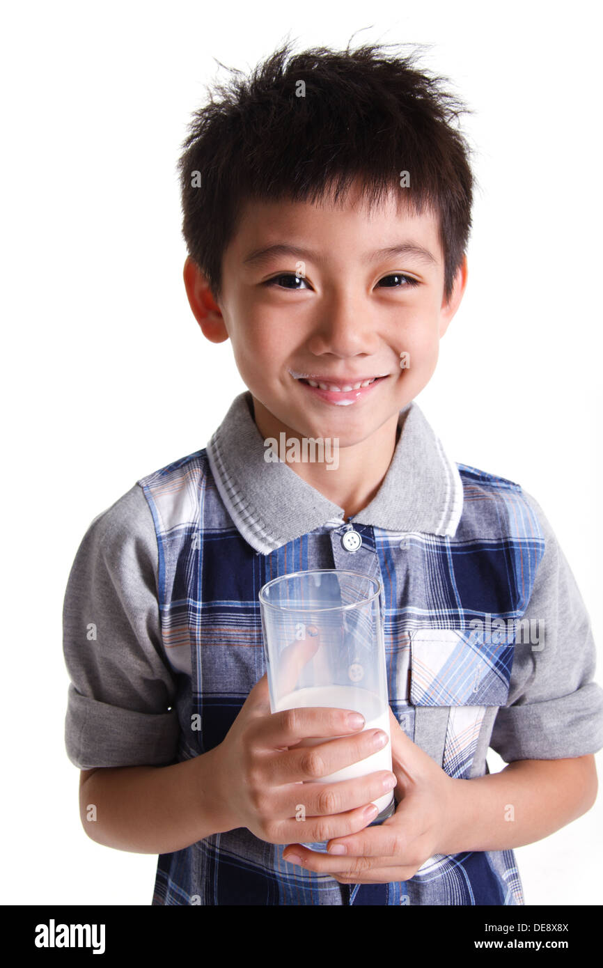 Boy drinking milk Stock Photo - Alamy