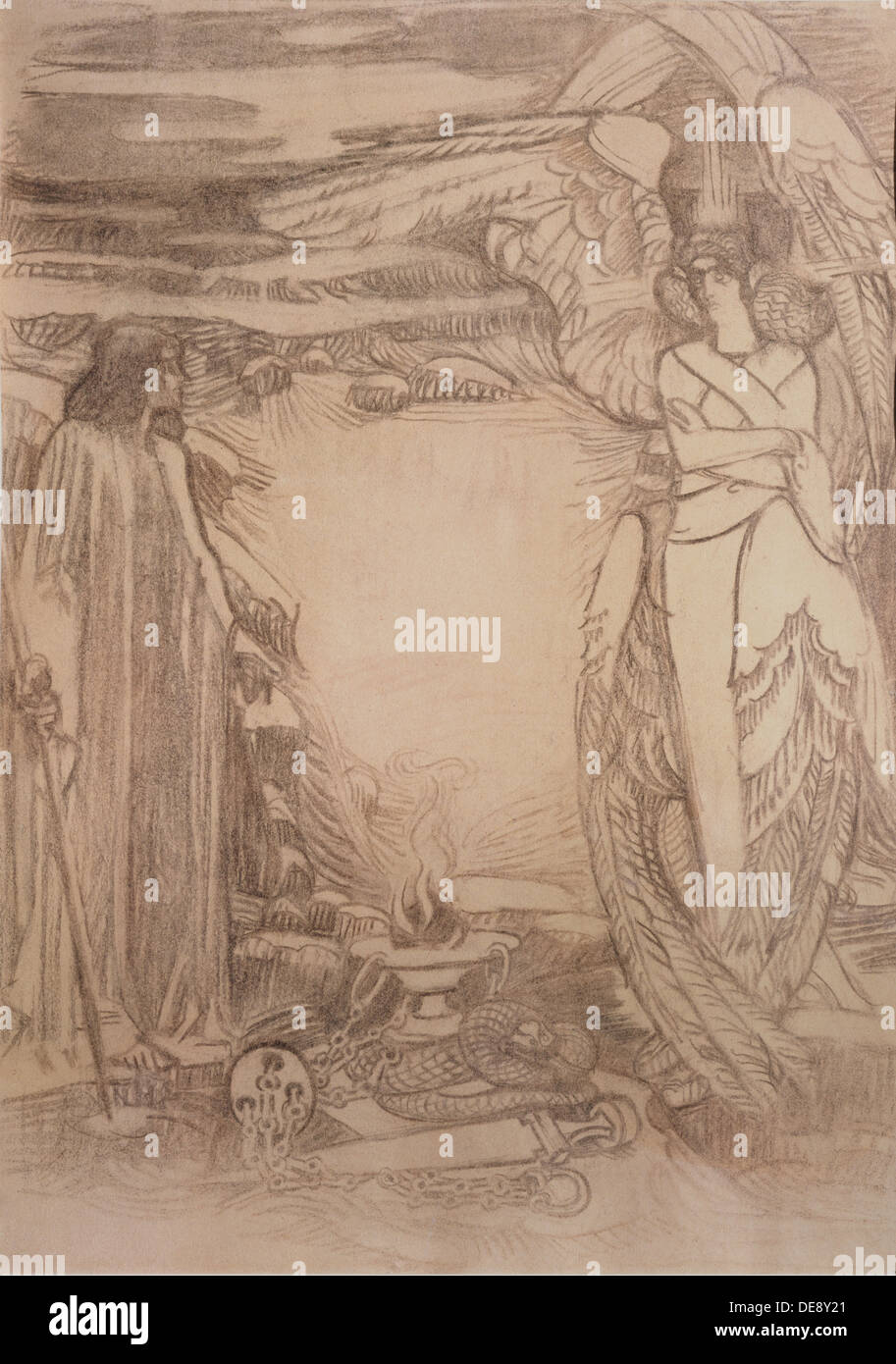Illustration for the poem Prophet by A. Pushkin, 1905. Artist: Vrubel ...