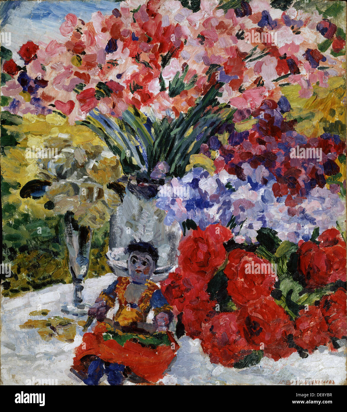 Flowers and a doll, 1916. Artist: Yakovlev, Mikhail Nikolayevich (1880 ...
