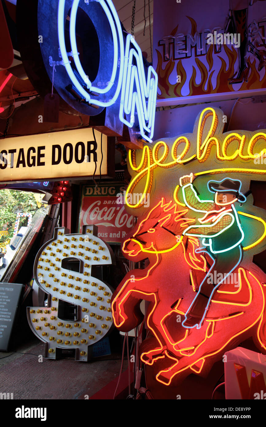 Display of neon signs inside Gods Own Junkyard, Walthamstow, London, UK ...