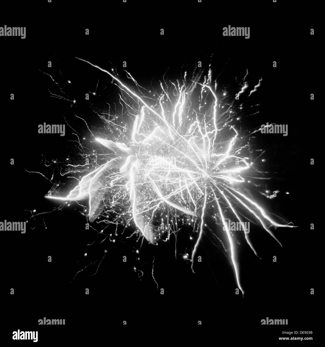 Night sky with fireworks Black and White Stock Photos & Images - Alamy